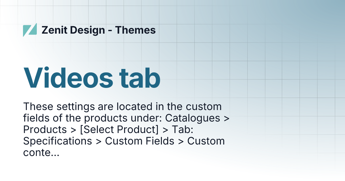 Videos tab | Zenit Design - Themes