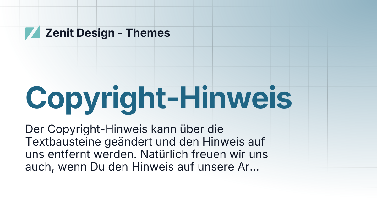 Copyright-Hinweis | Zenit Design - Themes